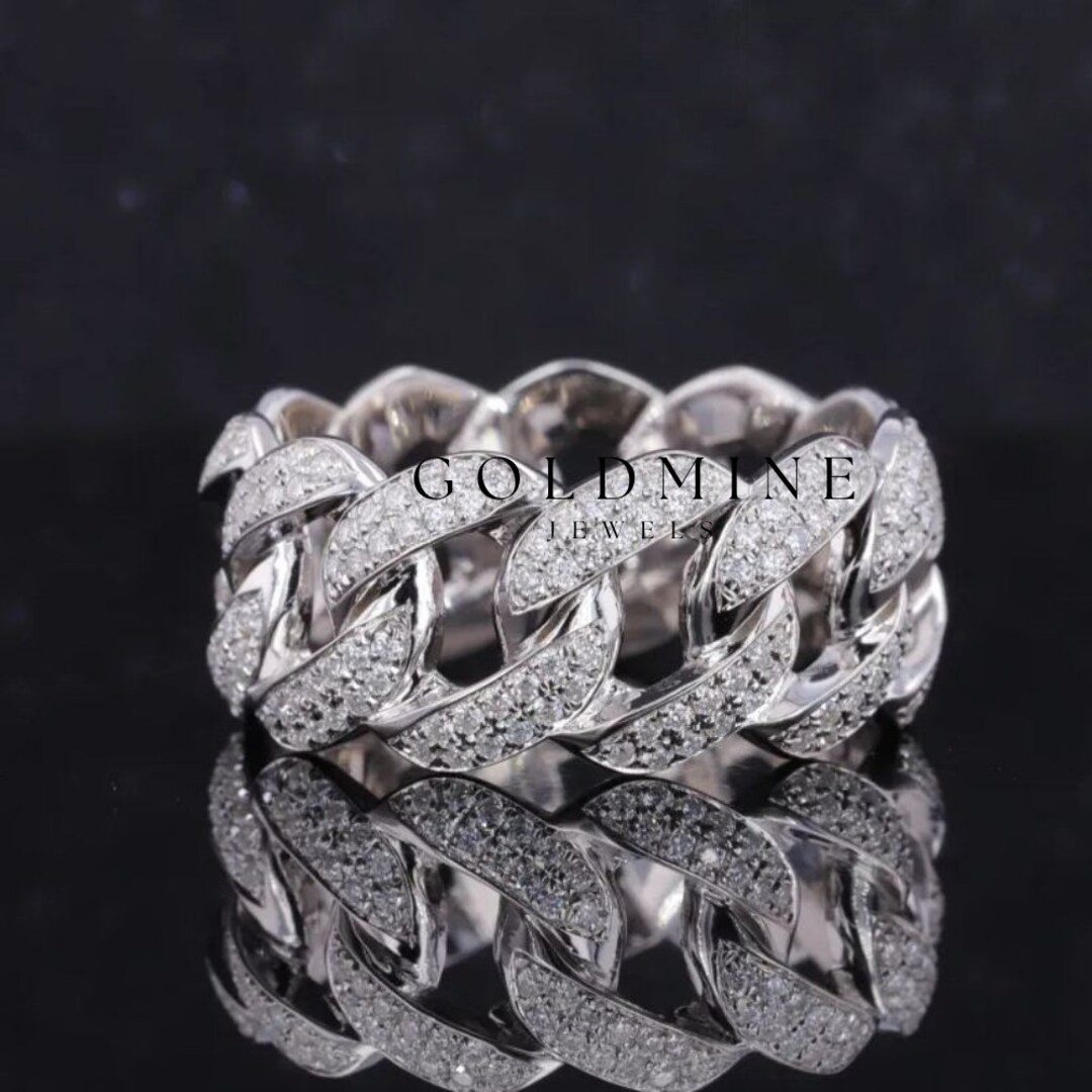 Wedding Band, Cuban Link Ring, Full Eternity Band, Engagement Band, 2 ...