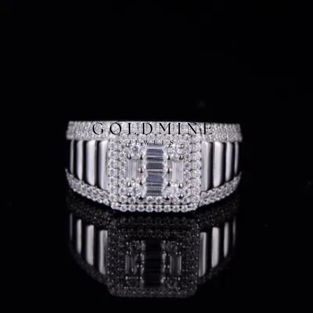 Men's Ring, Men's Wedding Ring, 14K White Gold, Men's Engagement Ring ...