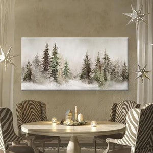 Winter Landscape Mural Canvas Wall Art, Christmas Wall Decor, Winter ...
