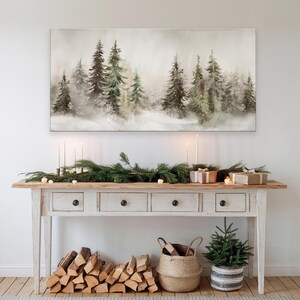 Winter Landscape Mural Canvas Wall Art, Christmas Wall Decor, Winter ...