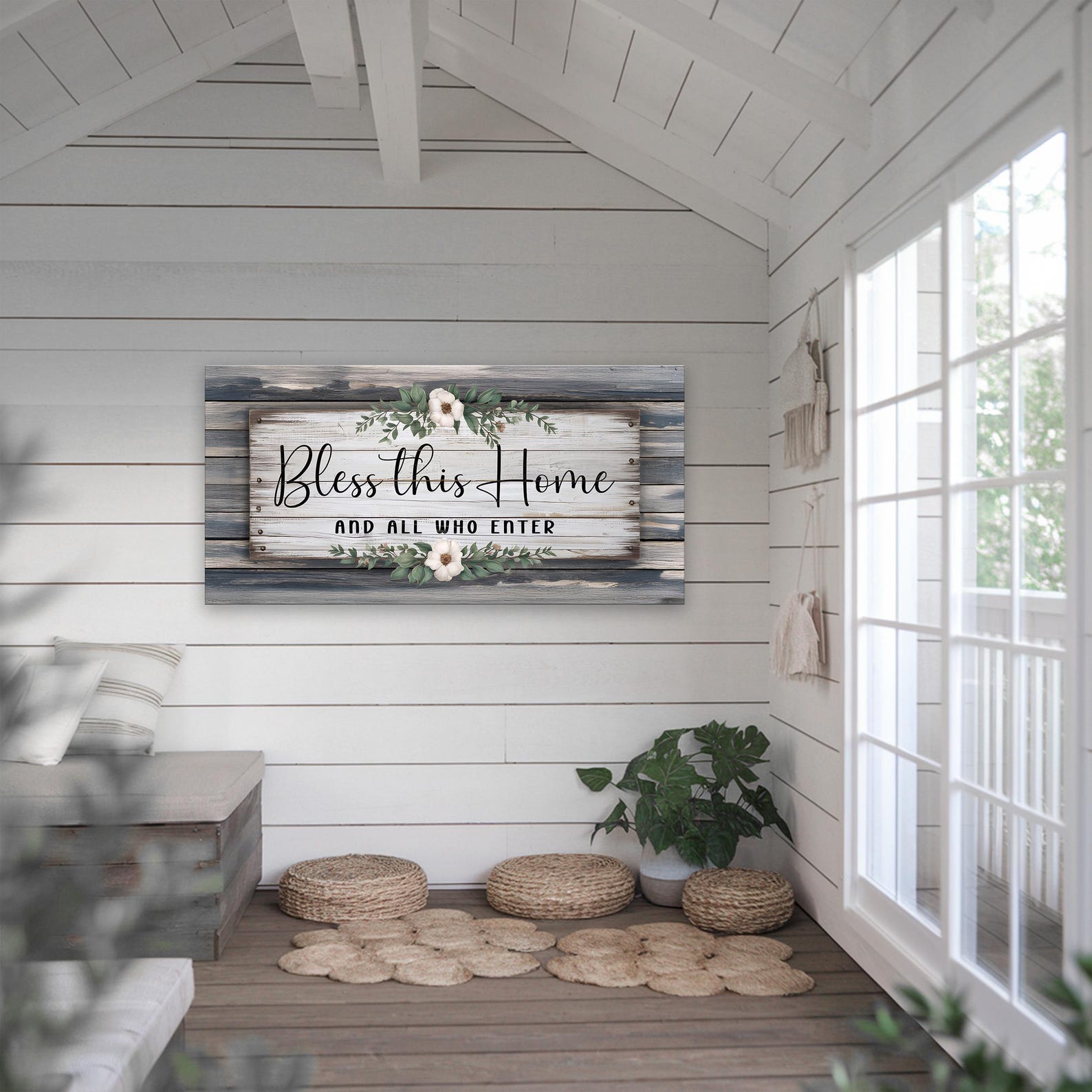 Bless This Home Farmhouse Canvas Wall Art Rustic Welcome Home Décor ...