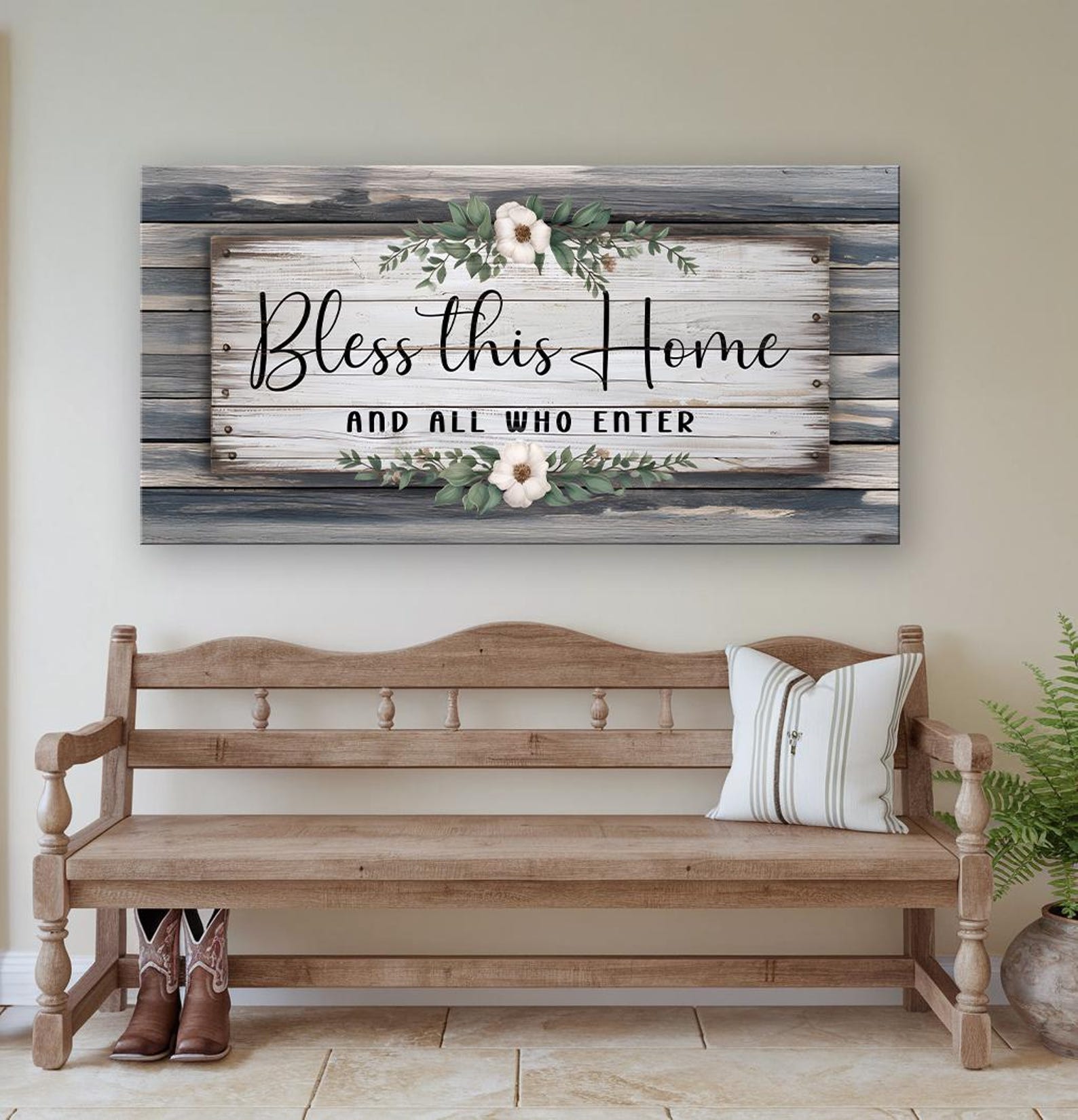 Bless This Home Farmhouse Canvas Wall Art Rustic Welcome Home Décor ...