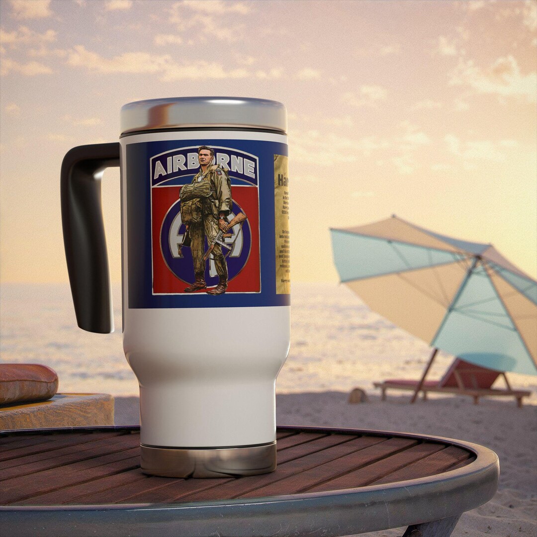 Coffee Mug, 15oz WW2 Paratrooper Stainless Steel Travel Cup With Handle ...