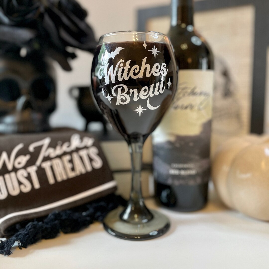 Witches Brew Wine Glass Goblet, 13oz Witches Brew Wine Glass Halloween ...