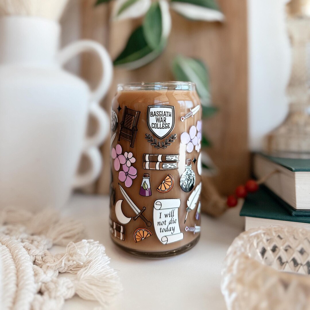 Fourth Wing Glass Can Tumbler, 16oz Fourth Wing Merch Dragon Coffee Cup ...