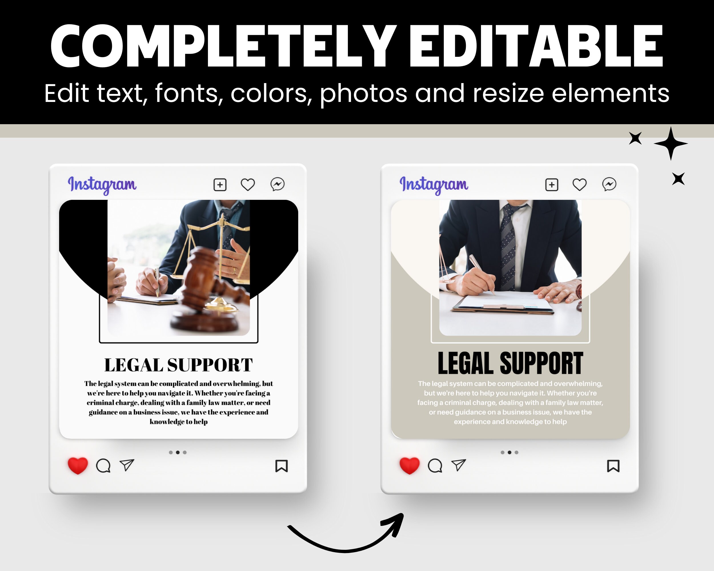 Law Firm Instagram Templates: Social Media Branding for Lawyers (canva ...