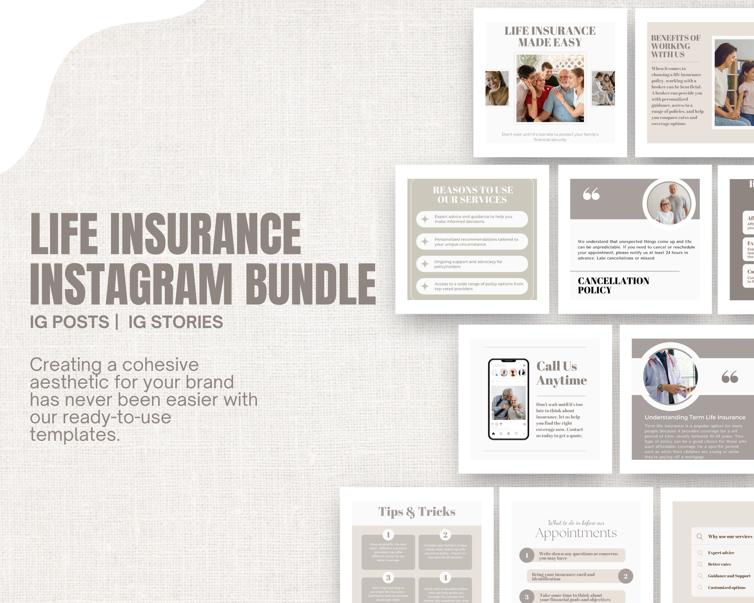 Life Insurance Instagram Post Template, Social Media Marketing Template ...