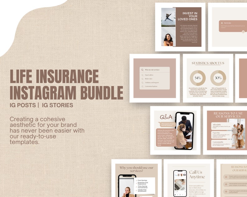 Life Insurance Instagram and Facebook Templates: Social Media Marketing ...