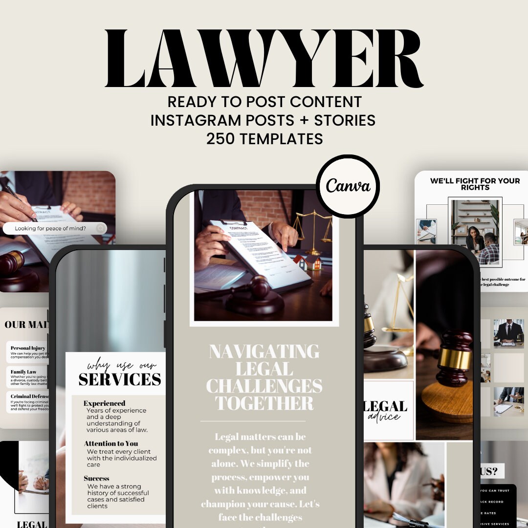 Law Firm Instagram Templates: Social Media Branding for Lawyers (canva ...