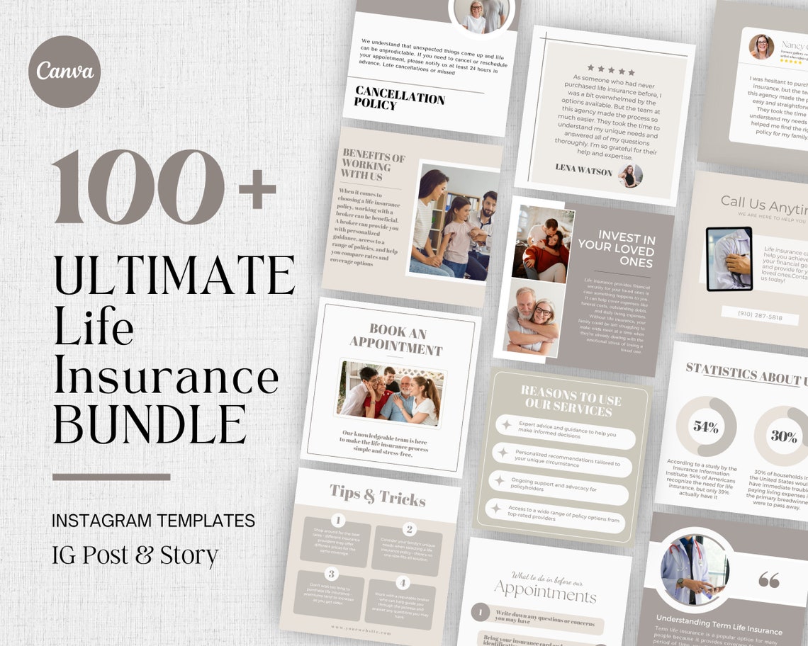 Life Insurance Instagram Post Template Social Media Marketing - Etsy
