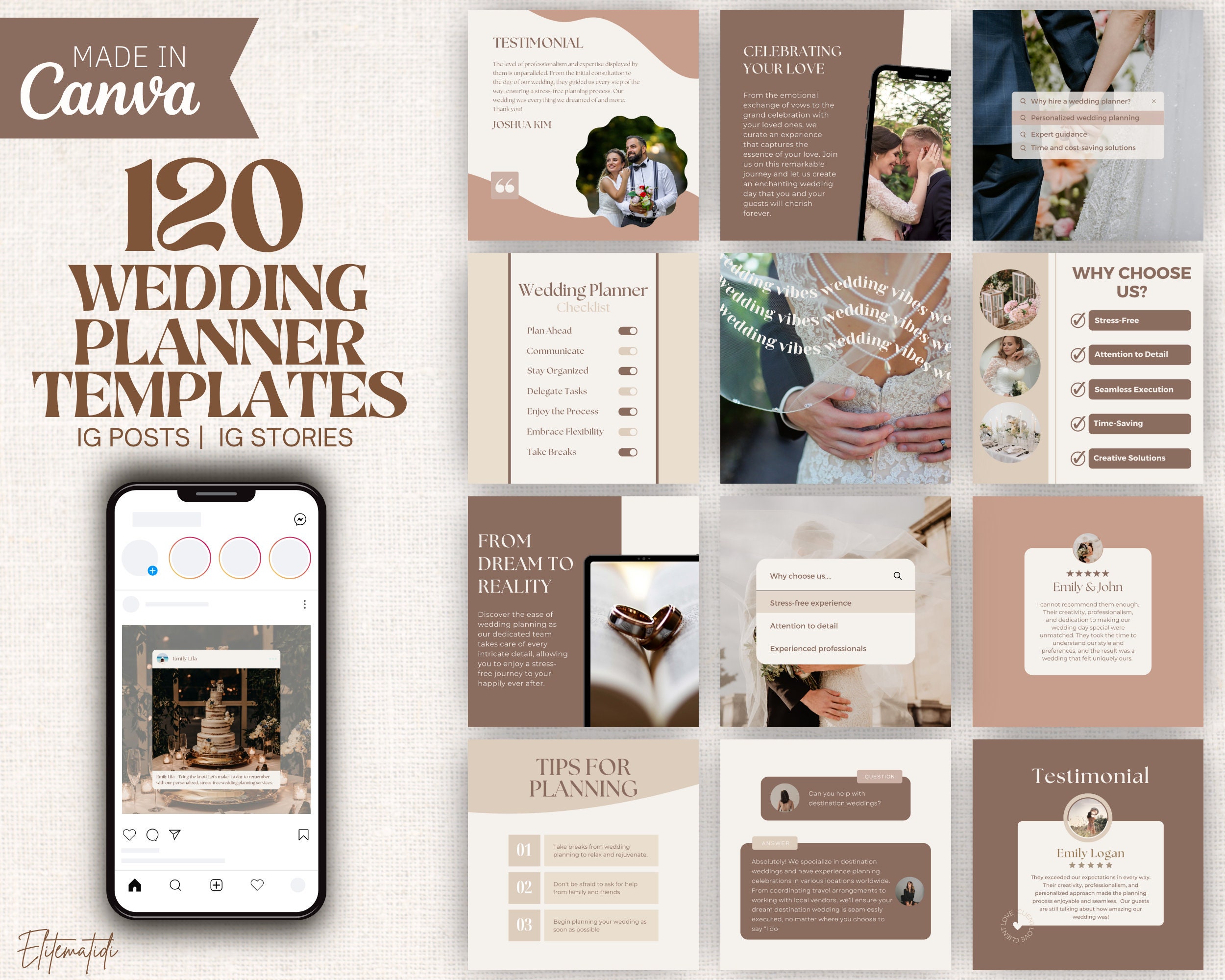 Wedding Planner Instagram Post Template, Editable Social Media Posts ...