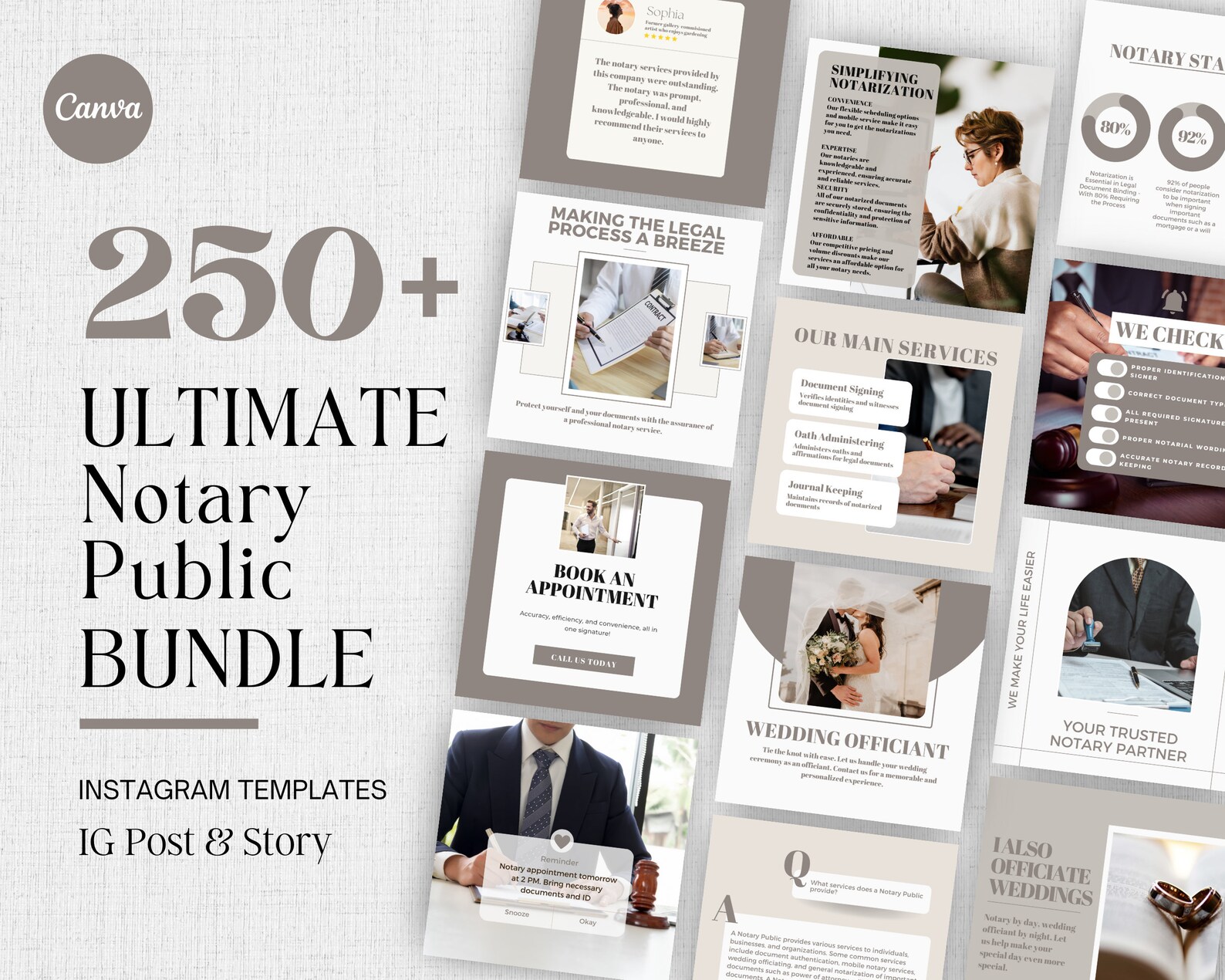 Editable Notary Business Instagram, Canva Social Media Posts Templates ...