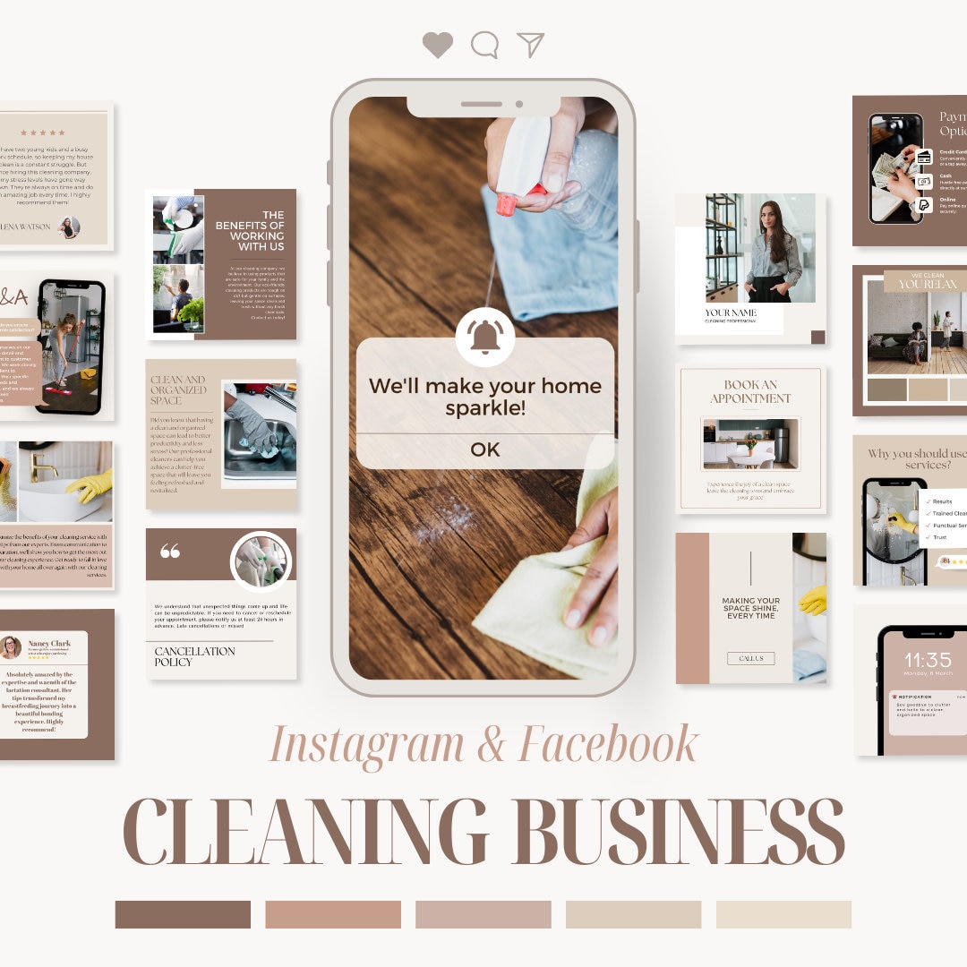 Cleaning Service Social Media, Editable Instagram and Facebook Posts ...