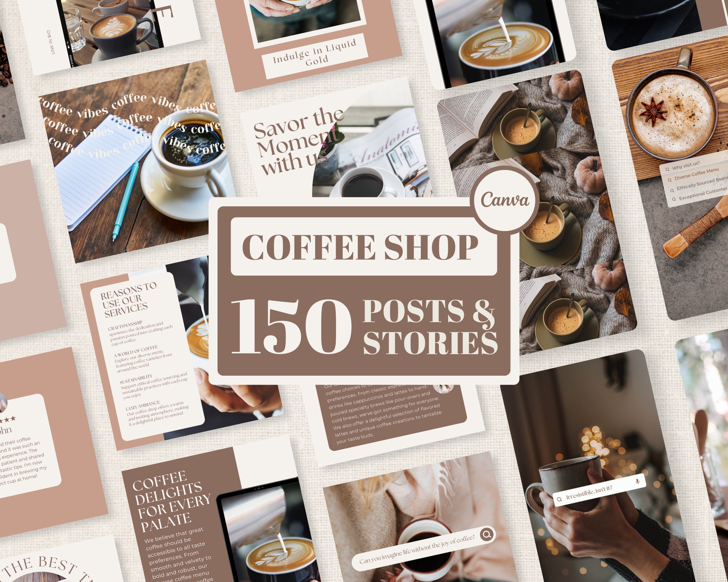 Coffee Shop Instagram Template, Social Media Posts for Coffee House ...