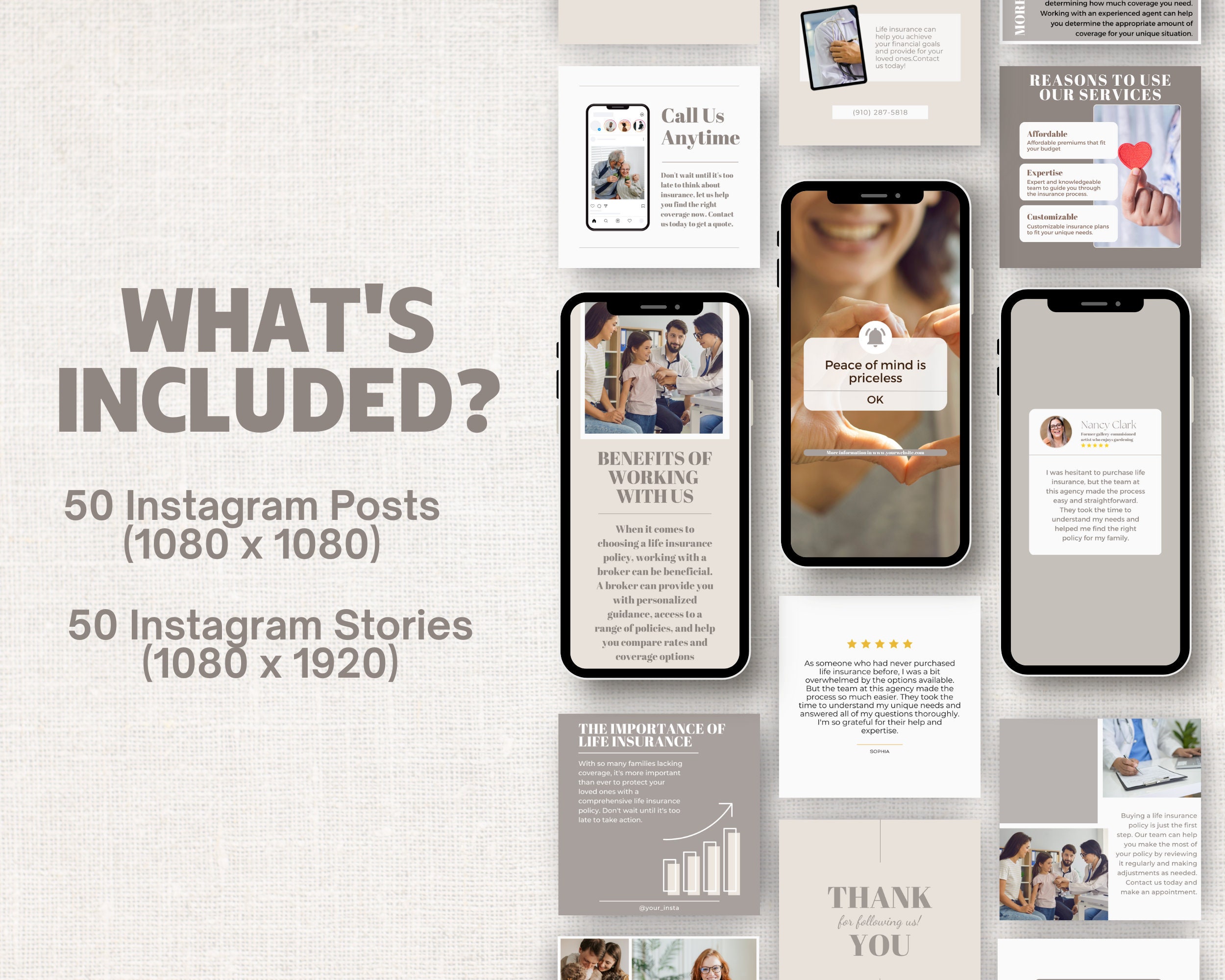 Life Insurance Instagram Post Template, Social Media Marketing Template ...