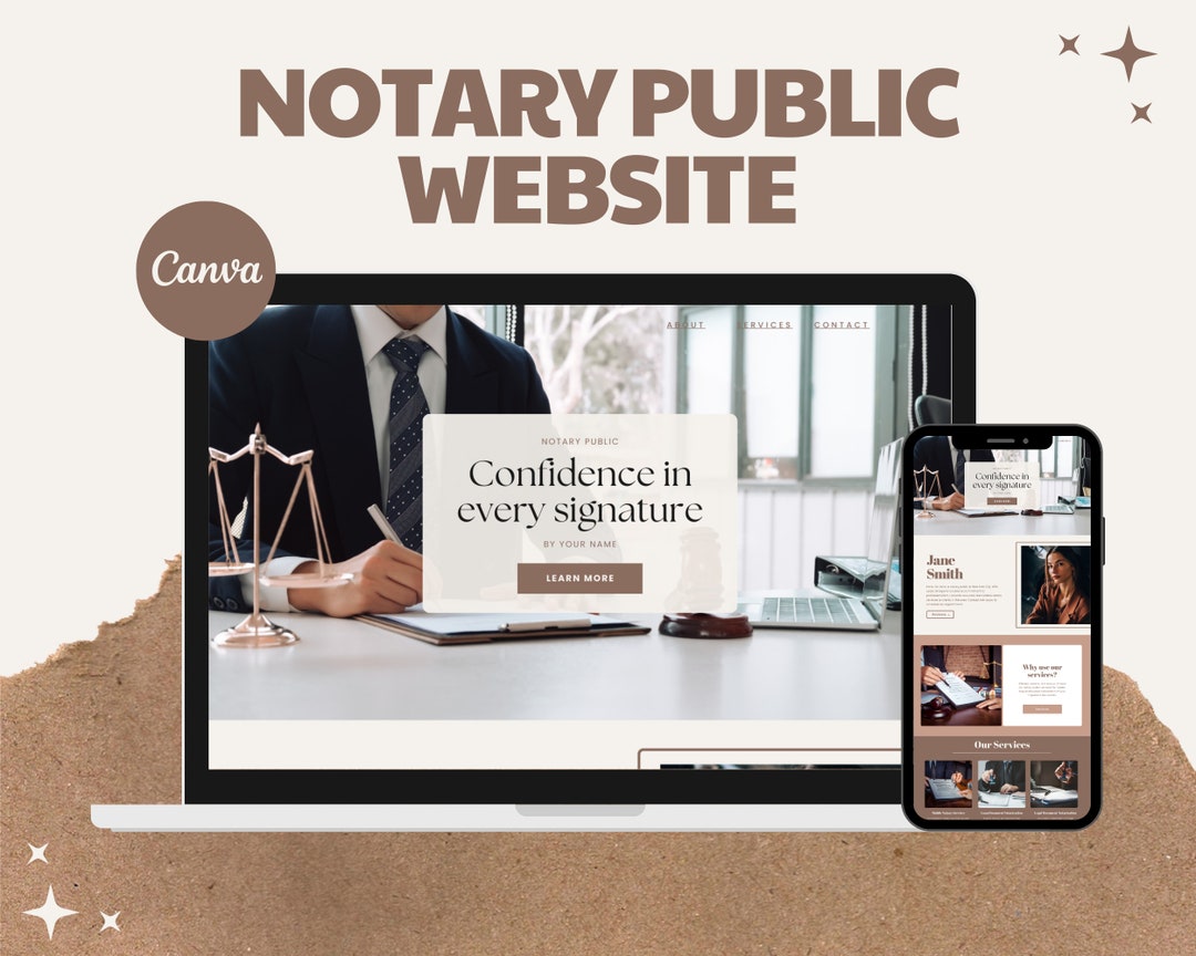 Notary Website, Canva Website Template for Notary Public, Notary ...