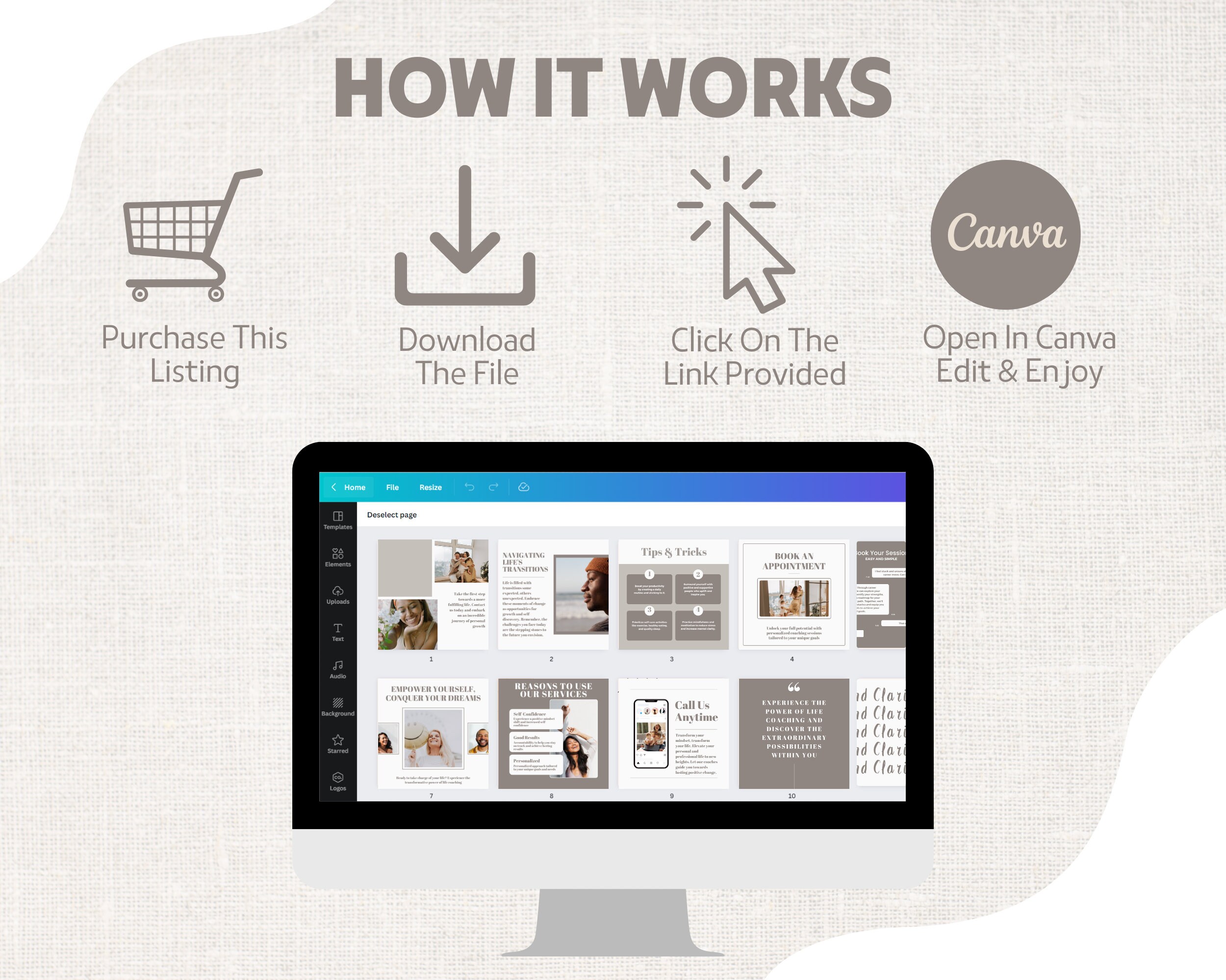 Life Coach Instagram Post Template, Editable Social Media Posts for ...