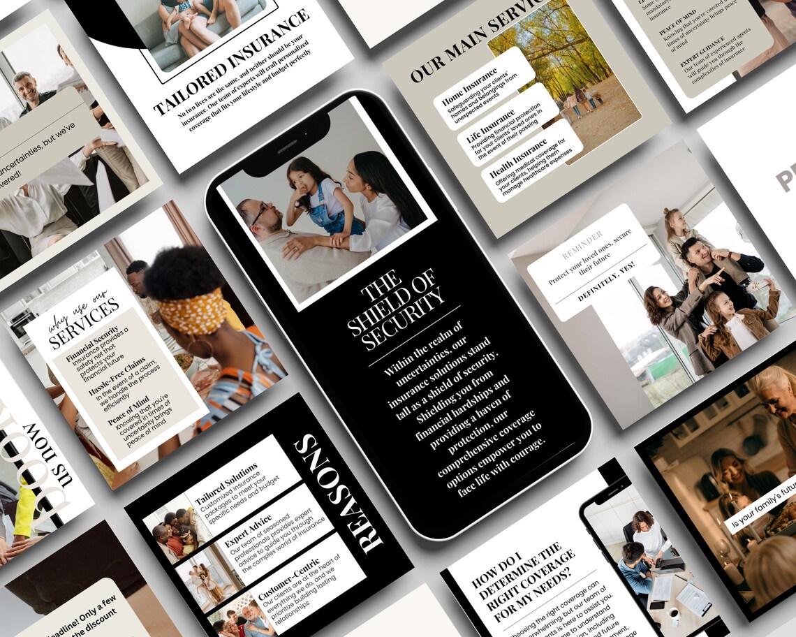 Insurance Agent Instagram Template, Editable Social Media Posts for ...