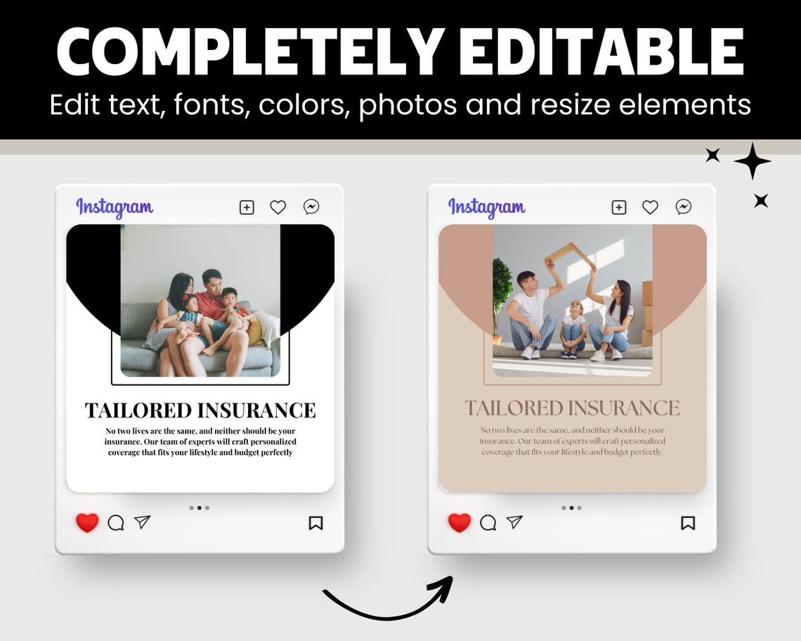 Insurance Agent Instagram Template, Editable Social Media Posts for ...