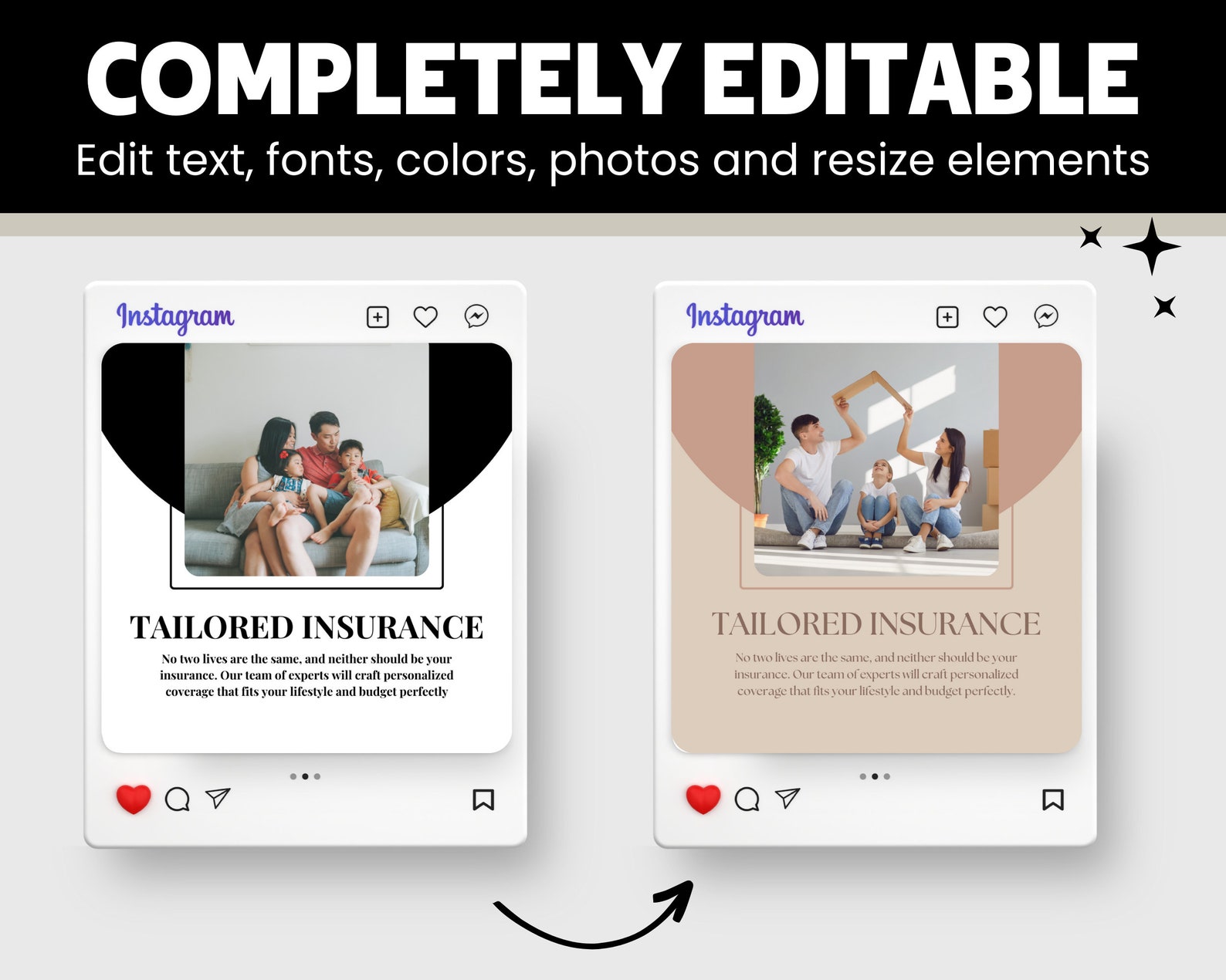 Insurance Agent Instagram Template, Editable Social Media Posts for ...