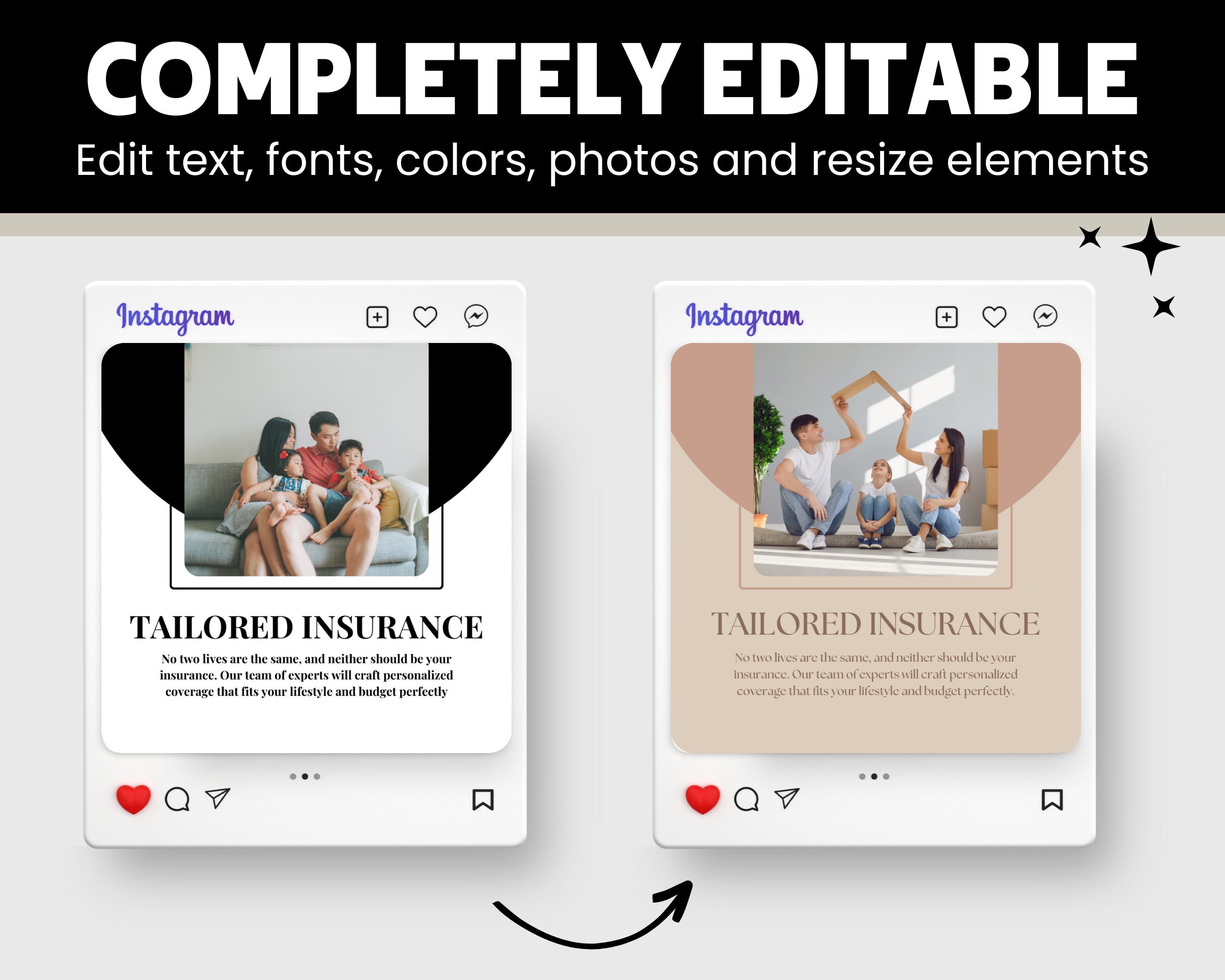 Insurance Agent Instagram Template, Editable Social Media Posts for ...