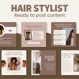 Hair Stylist Instagram Post Template, Editable Social Media Posts for ...