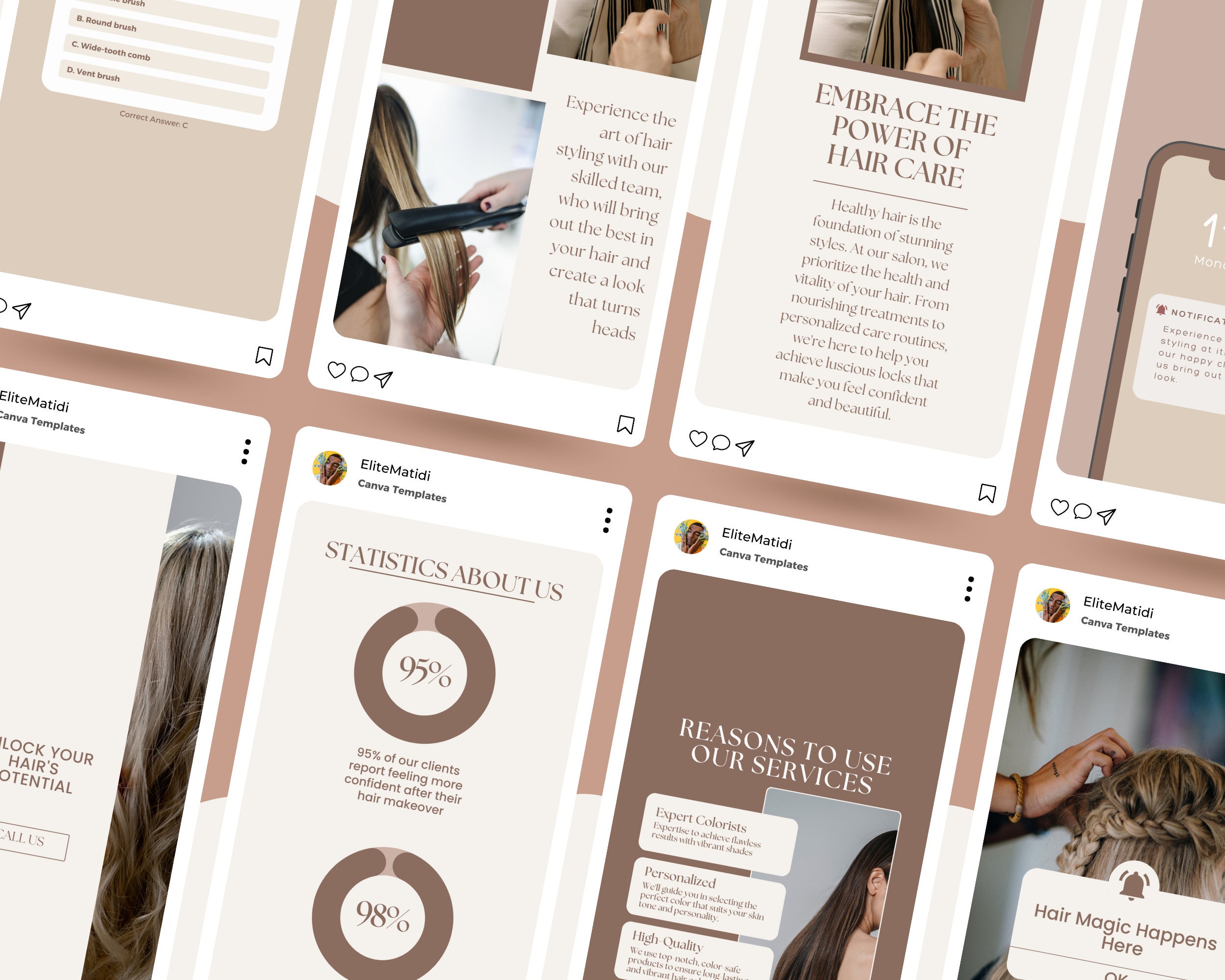 Hair Stylist Instagram Post Template, Editable Social Media Posts for ...