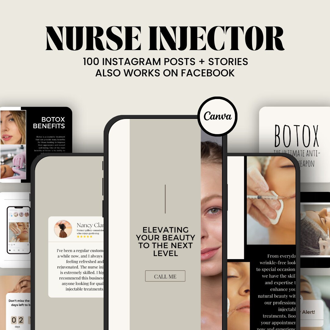 Nurse Injector Instagram Template, Editable Social Media Posts About ...