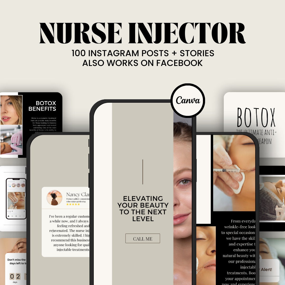 Nurse Injector Instagram Template, Editable Social Media Posts About ...