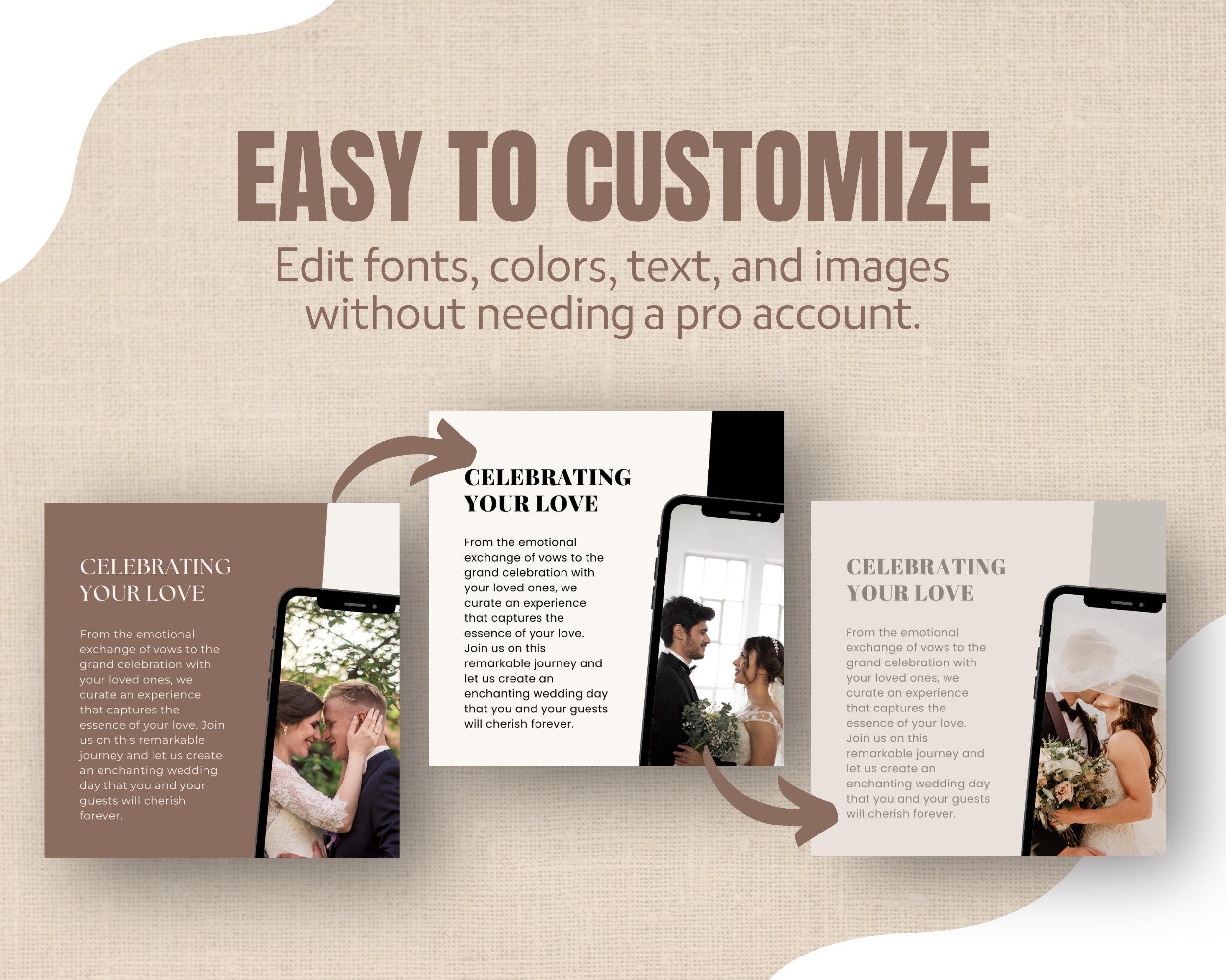 Wedding Planner Instagram Post Template, Editable Social Media Posts ...
