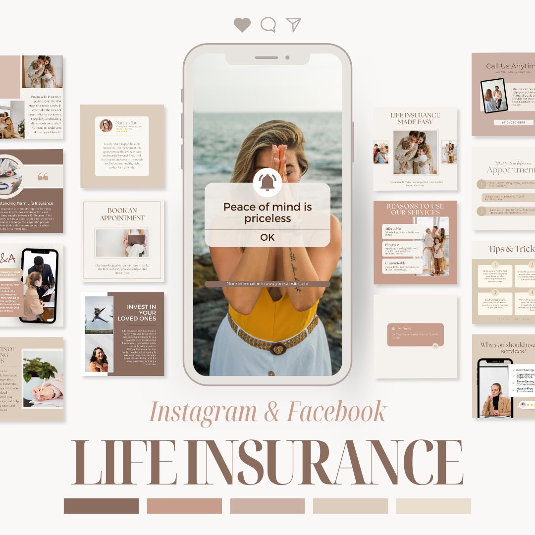 Life Insurance Instagram and Facebook Templates: Social Media Marketing ...