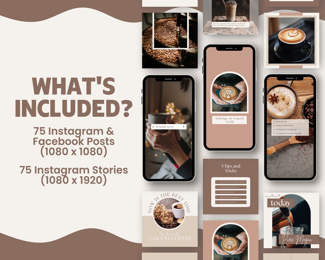 Coffee Shop Instagram Template, Social Media Posts for Coffee House ...