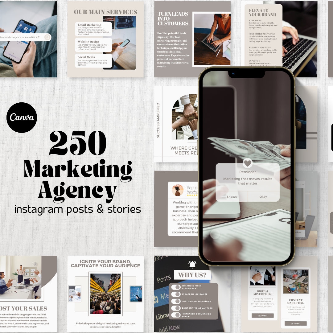 Marketing Agency Instagram Templates, Editable Insta Posts for Social ...