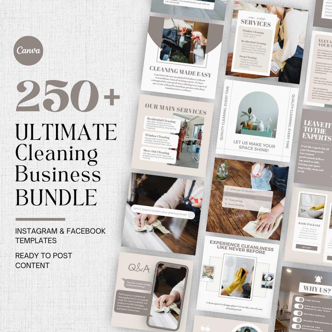 Cleaning Business Instagram Post Template, Editable Social Media Posts ...