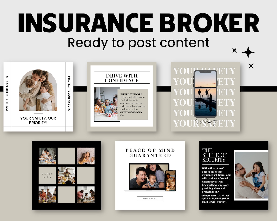 Insurance Agent Instagram Template, Editable Social Media Posts for ...