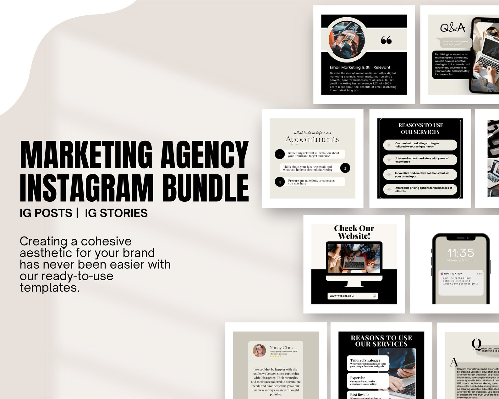 Marketing Agency Instagram Post Template Social Media Posts - Etsy