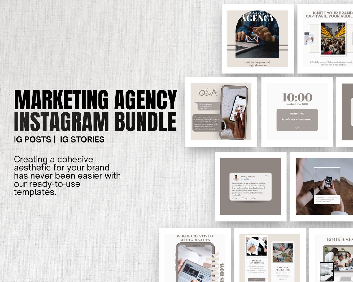 Marketing Agency Instagram Templates, Editable Insta Posts for Social ...