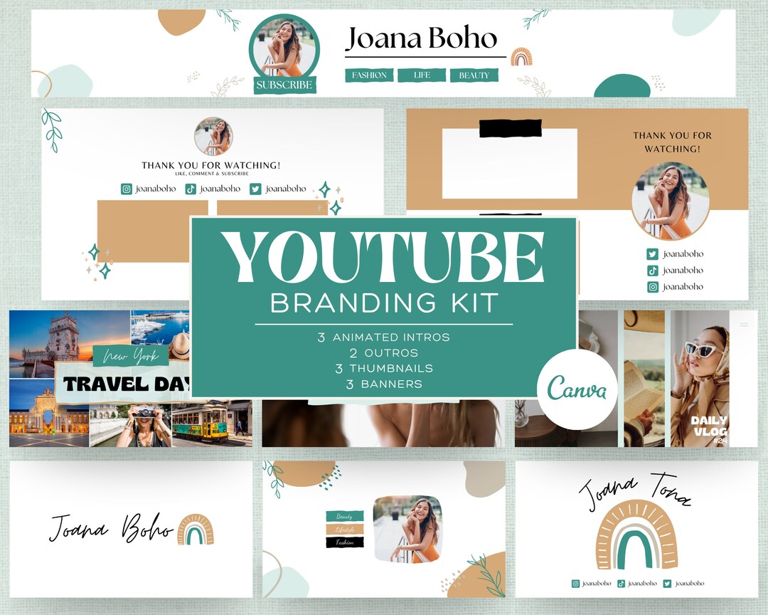 Youtube Branding Kit, Youtube Template Canva, Youtube Brand Kit ...