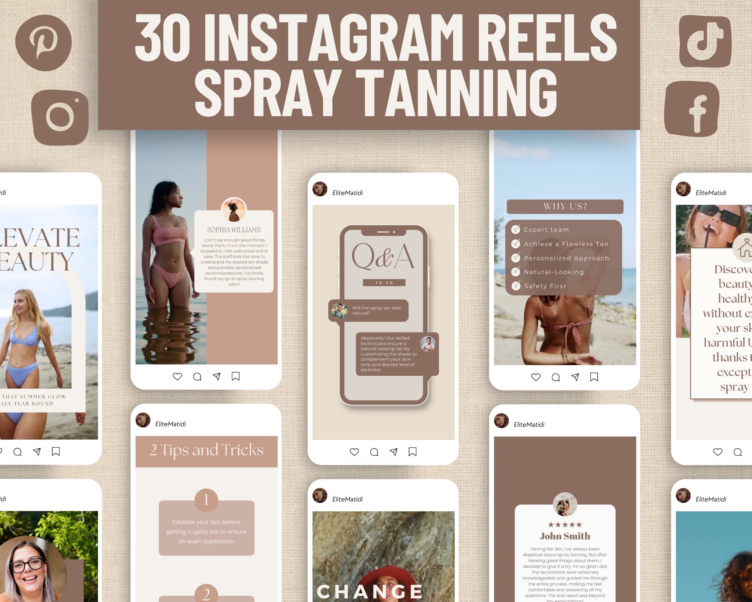 Spray Tanning Reels Video Templates, Editable Instagram Template for ...