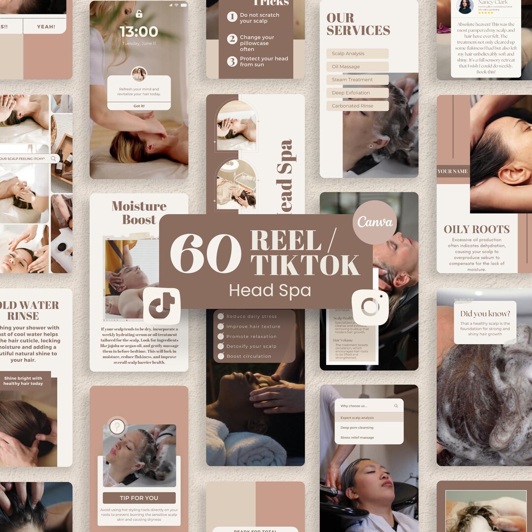Head Spa Instagram Reels: Social Media Templates About Head Massage ...