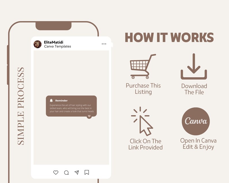 Hair Stylist Instagram Post Template, Editable Social Media Posts for ...