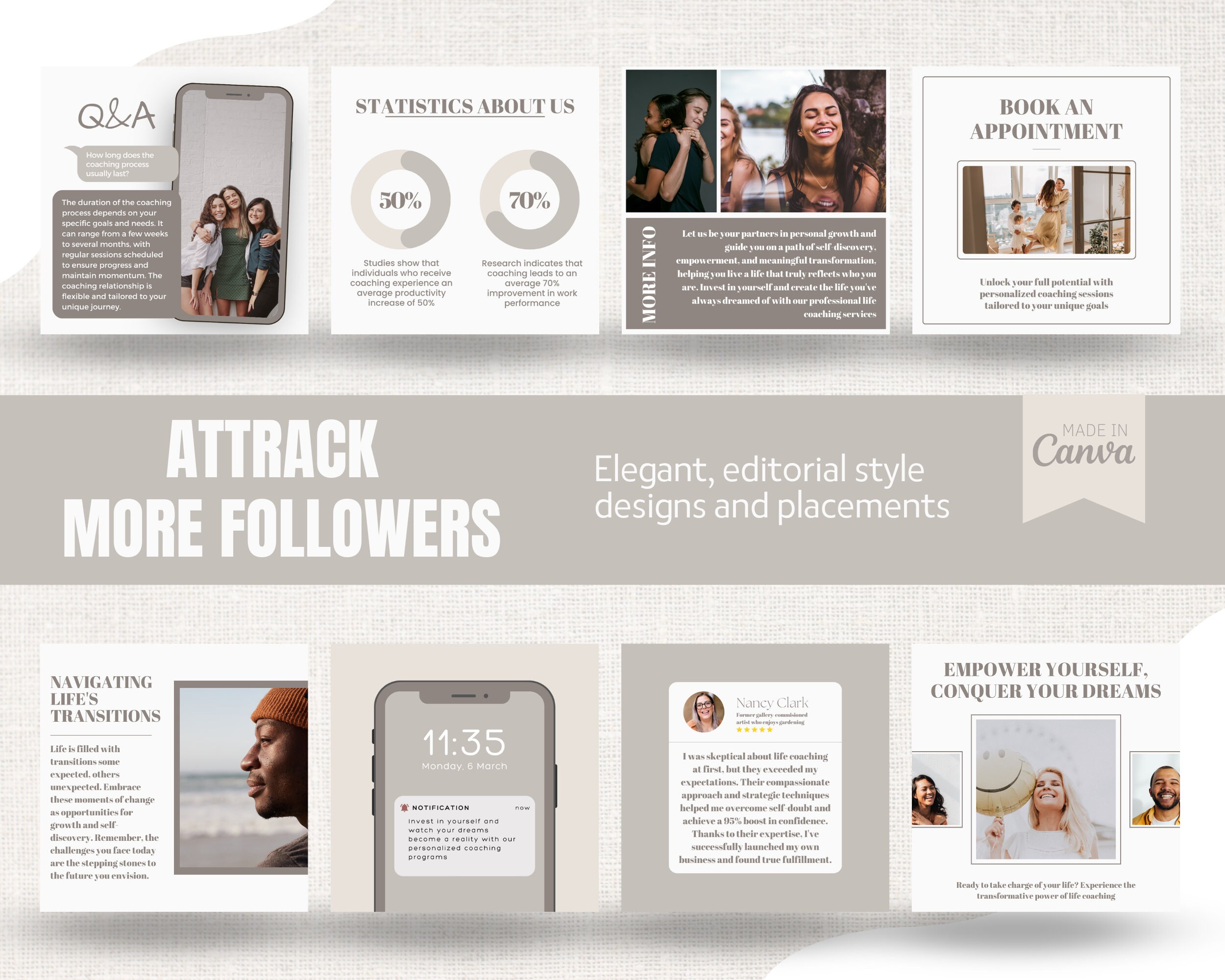 Life Coach Instagram Post Template, Editable Social Media Posts for ...