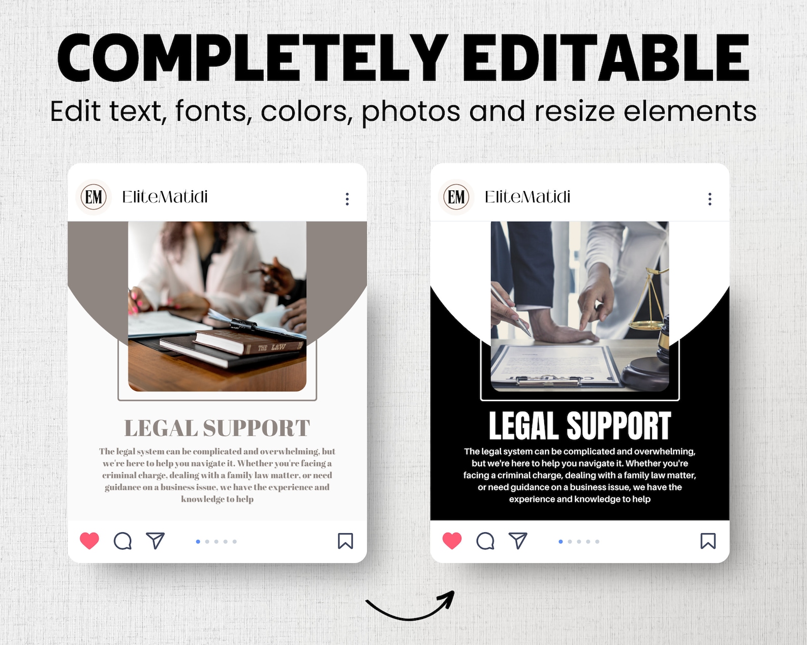 Lawyer Instagram Template, Editable Law Firm Marketing, Attorney ...