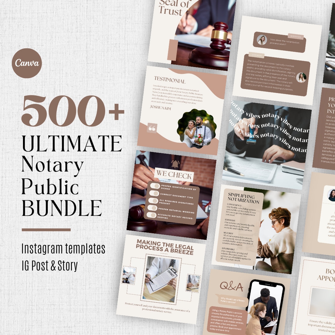 Notary Marketing, Editable Notary Social Media Templates, Instagram ...