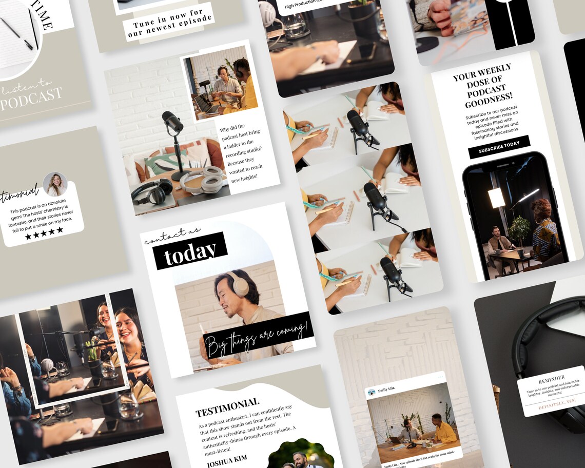 Podcast Instagram Post Template, Editable Social Media Posts for ...