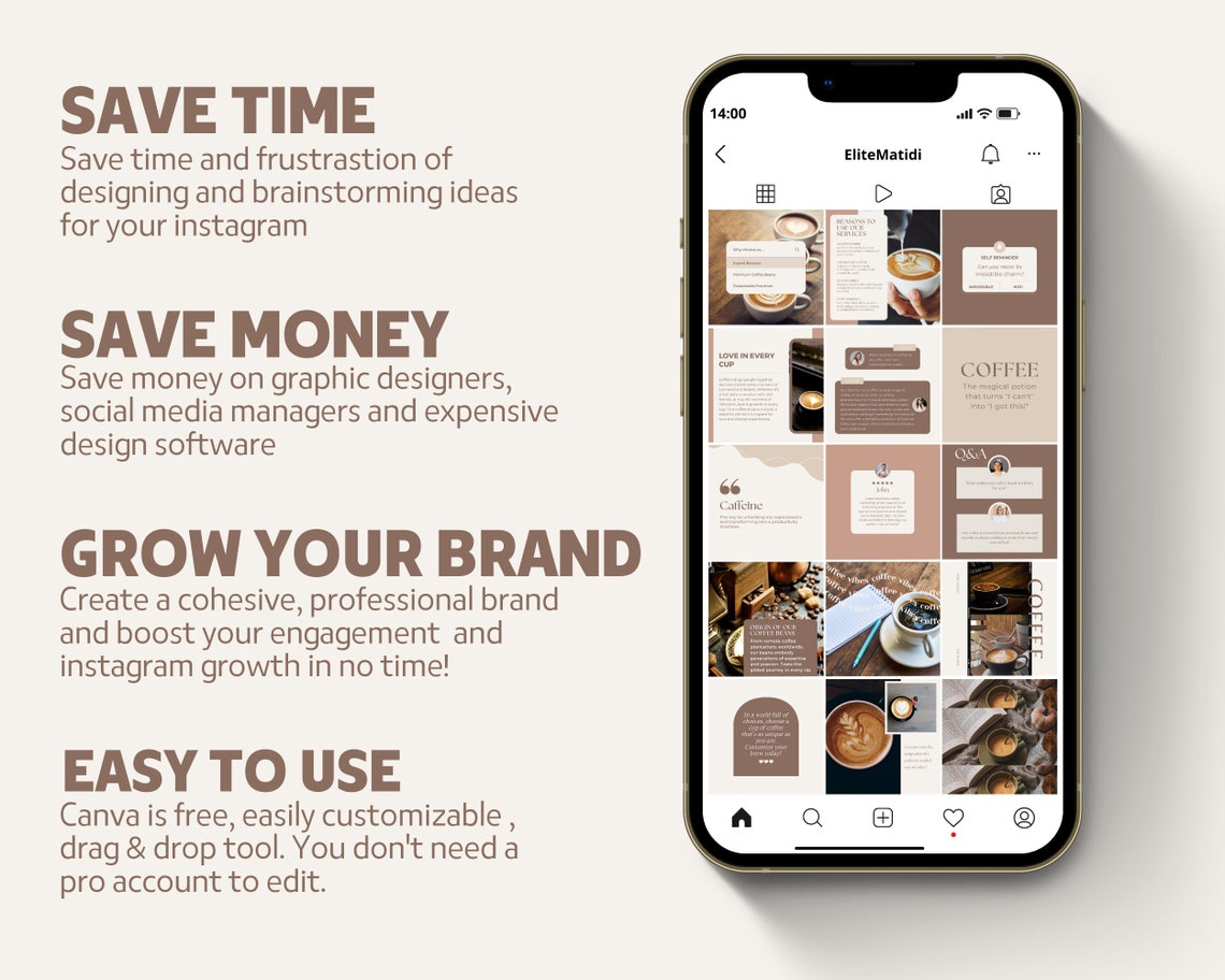 Coffee Shop Instagram Template, Social Media Posts for Coffee House ...