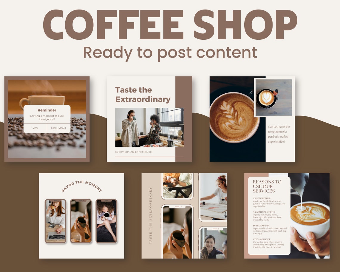 Coffee Shop Instagram Template, Social Media Posts for Coffee House ...