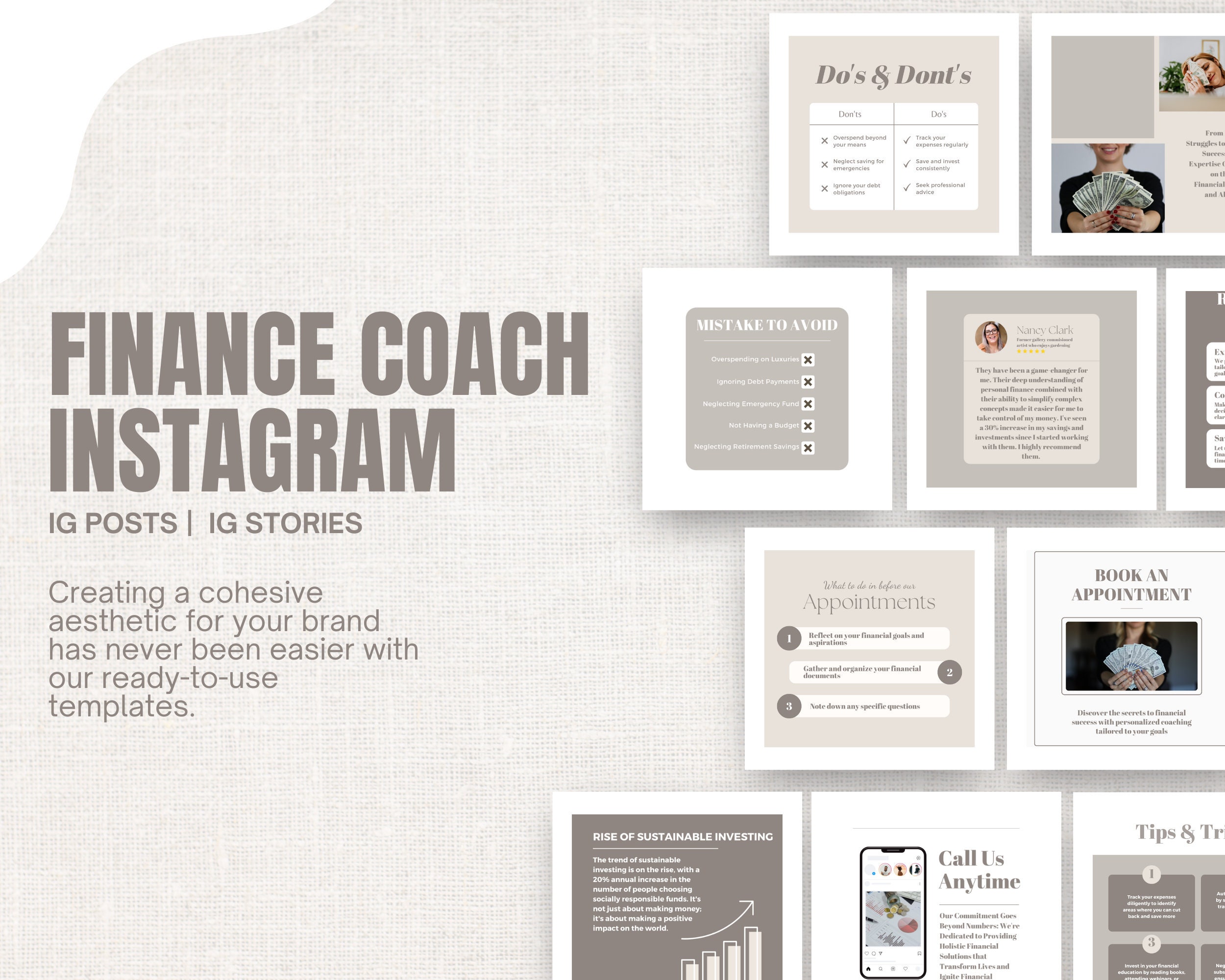 Finance Coach Instagram Post Template, Editable Social Media Posts for ...