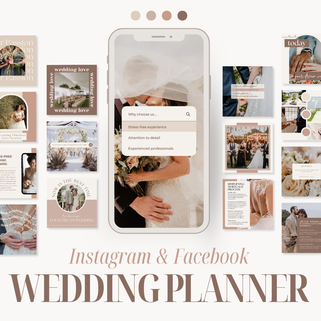Wedding Planner Instagram Post Template, Editable Social Media Posts ...