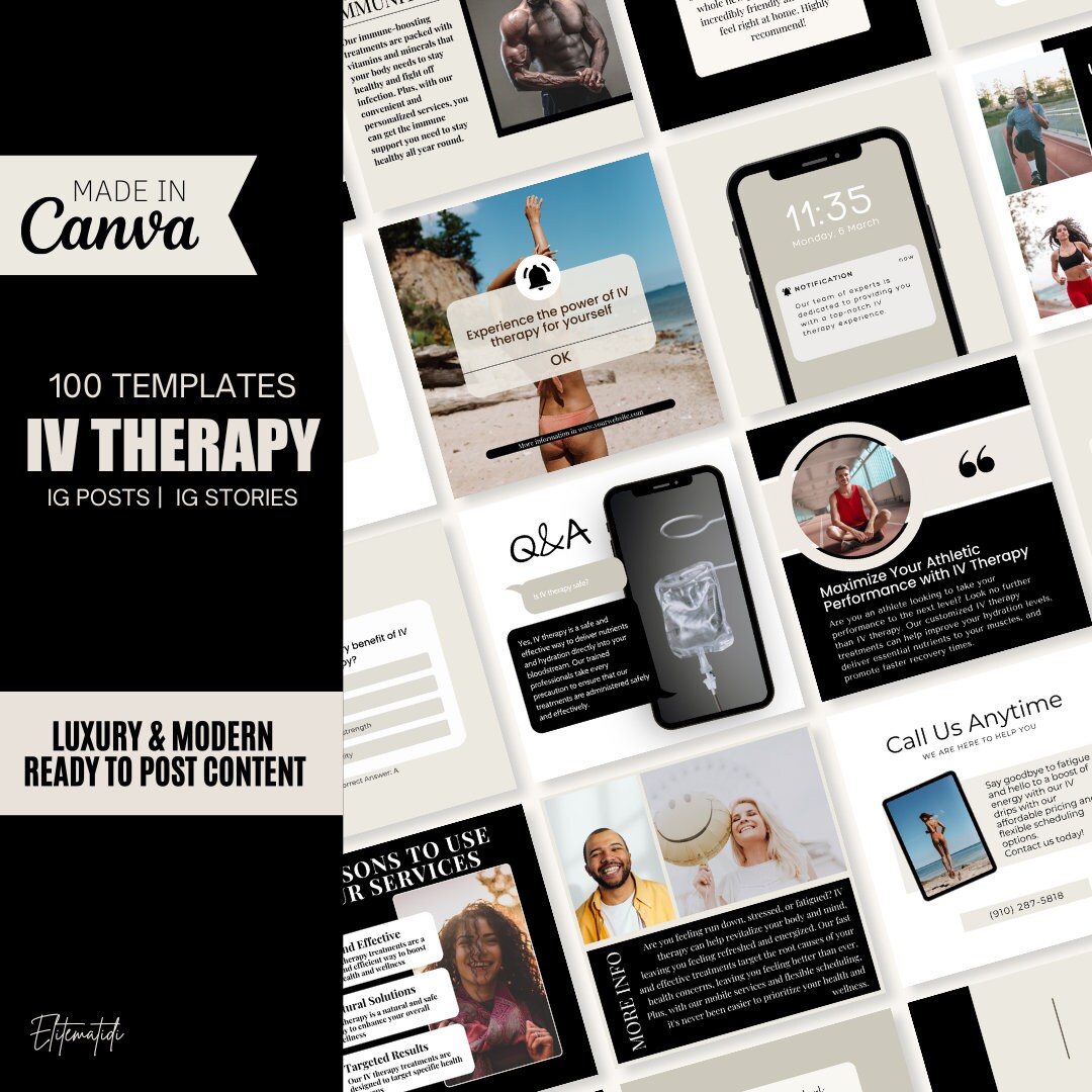IV Therapy Instagram Post Template, Social Media Marketing for IV ...